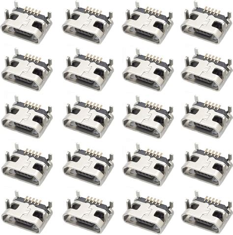 Uxcell 10 Pcs Micro Usb Type B Female Socket 180 Degree 5