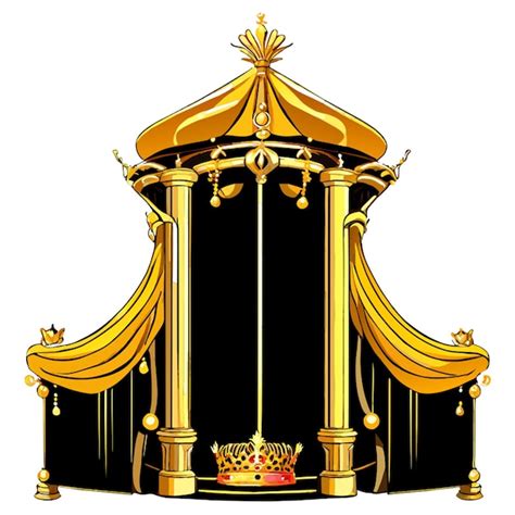 Royal Baldachin With Gold Crown Jewelry And Fringe Fur Isolated On