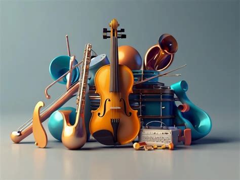 Premium Photo 3d Illustration Round Shape Of Music Instruments With