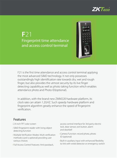 Zkteco Zk F21 Litemf Zk Adms Oes Asia Solutions