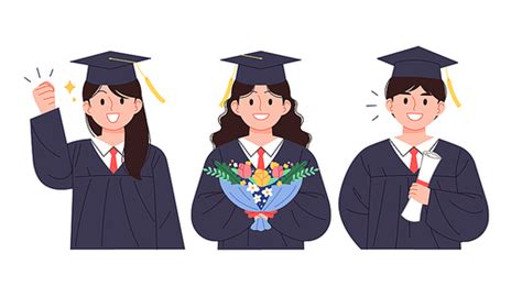 학사모와 졸업가운을 입은 학생들 캐릭터 유토이미지 상세페이지 베이직샵 일러스트 22854705