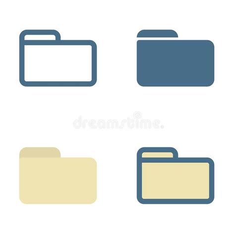 Folder Icon In Blue Outline Color Style Isolated On White Background For Your Web Site Design