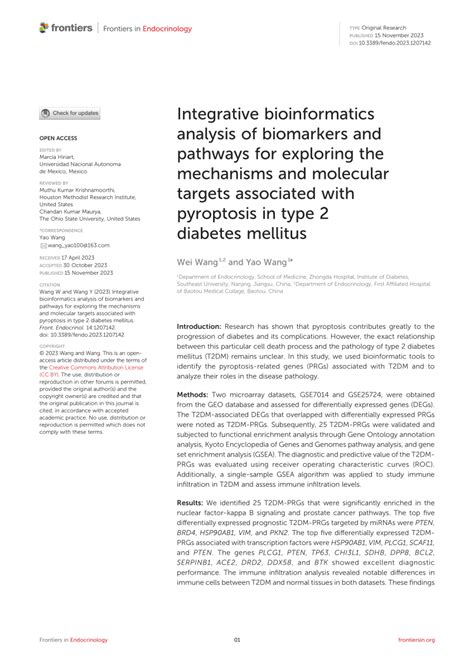 Pdf Integrative Bioinformatics Analysis Of Biomarkers And Pathways For Exploring The