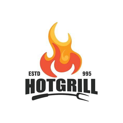 Premium Vector Grill Barbeque Barbecue Bbq With Fork Fire Flame Badge