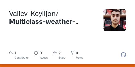 GitHub Valiev Koyiljon Multiclass Weather Classification Pytorch