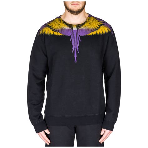 Marcelo Burlon County Of Milan Wings Print Cotton Sweatshirt In Black