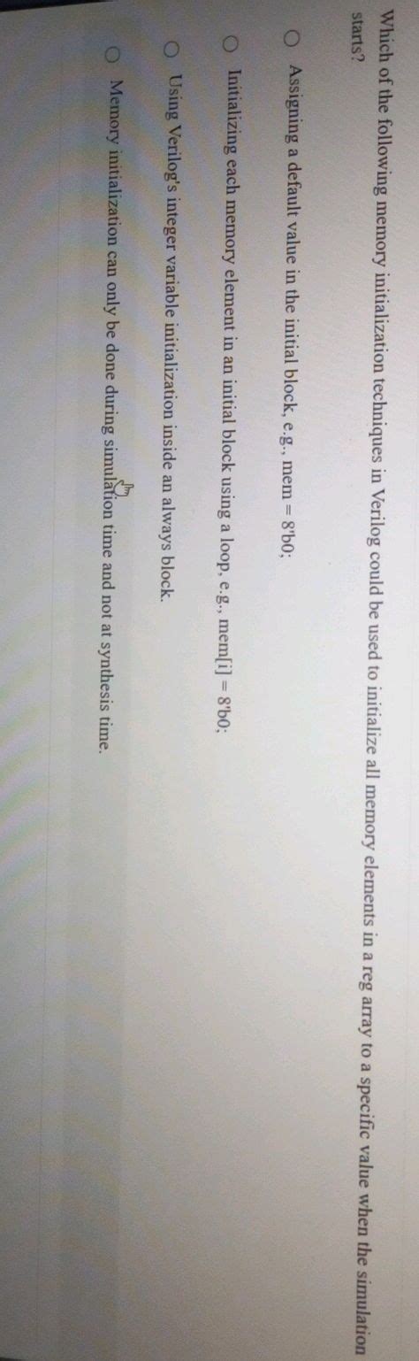 Which Of The Following Memory Initialization Studyx