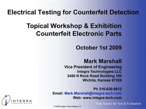 Electrical Testing For Counterfeit Detection Marshal Pdf