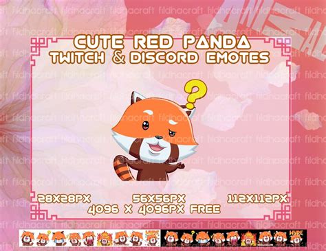 Cute Red Panda Twitch Emotes Bundle Red Panda Emotes Pack Red Panda