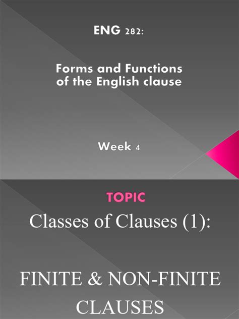 Week 4 Ebs 282 Finite And Non Finite Clauses Pdf Clause Verb