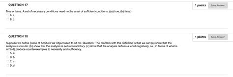 Solved QUESTION True Or False A Set Of Necessary Chegg