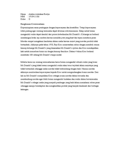 Azahra Auladana 1910411186 Kelas G Pdf Bisnis Pengelolaan