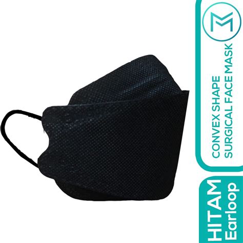 Masker KF94 Medis Convex Maskit Tali Warna Hitam Earloop Hijab Maskit