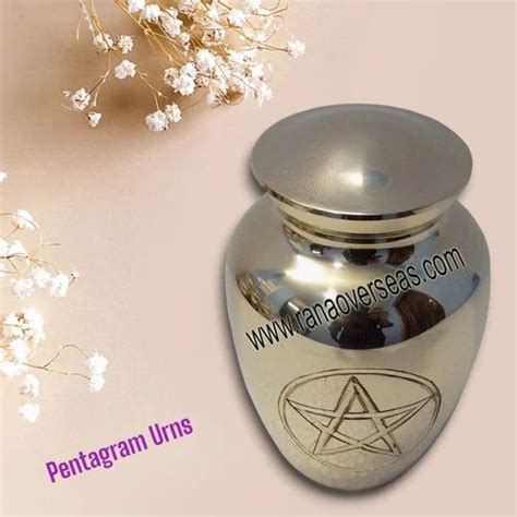 Gold Plated Brass Cremation Urns With Engraved Pentacle Design For