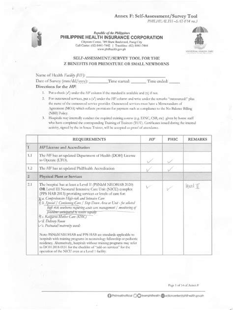 Phic Self Assessment Tool Z Benefit For Premature Or Small Newborns