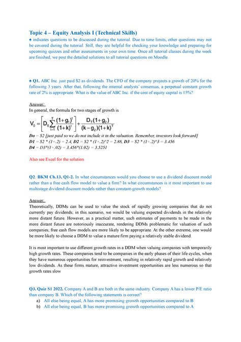 Tute Ans Really Good Answers For Tute Questions BFC Monash Studocu