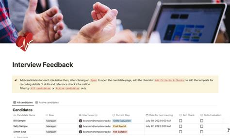 Notion Interview Feedback Template Template Road