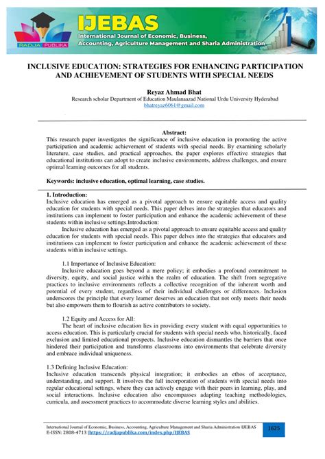 PDF INCLUSIVE EDUCATION STRATEGIES FOR ENHANCING PARTICIPATION AND
