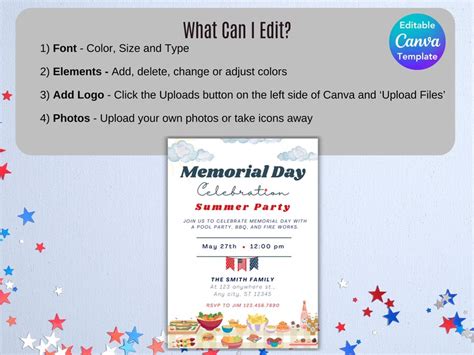 Memorial Day Pool Party Invitation Cookout Flyer Memorial Day Picnic