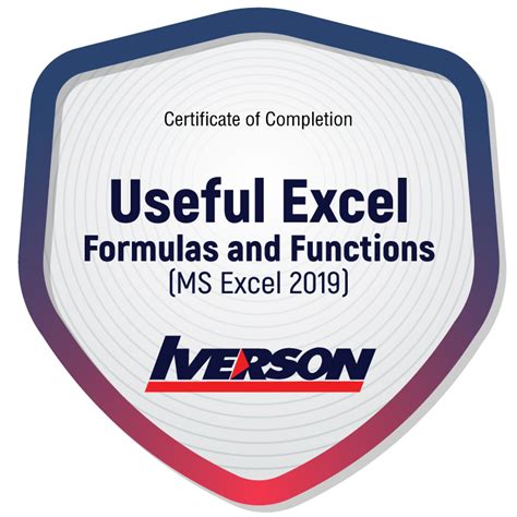 Useful Excel Formulas And Functions Ms Excel 2019 Credly