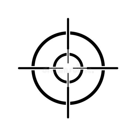 Black And White Crosshair Icon Featuring Concentric Circles And