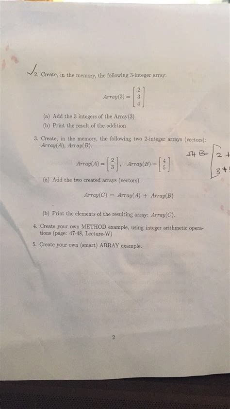 Create In The Memory The Following 3 Integer Array Chegg