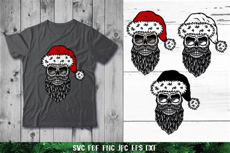 Christmas Santa Skull Svgsanta Claus Skullcreepy Christmas By Digital