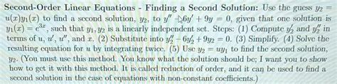 Solved Second Order Linear Equations Finding A Second Chegg Com