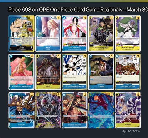 Place 698 On Ope One Piece Card Game Regionals March 30th One Piece