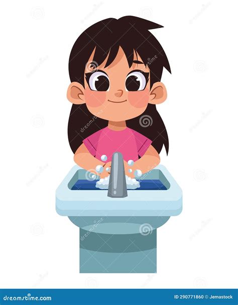 Rutina De Lavado De Manos Para Niños Ilustración del Vector