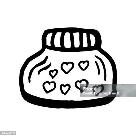 하트가 있는 낙서 항아리 손으로 그린 발렌타인 데이 그림 사랑과 낭만적 인 귀여운 아이콘입니다 단일 요소 개념에 대한 스톡 벡터 아트 및 기타 이미지 Istock