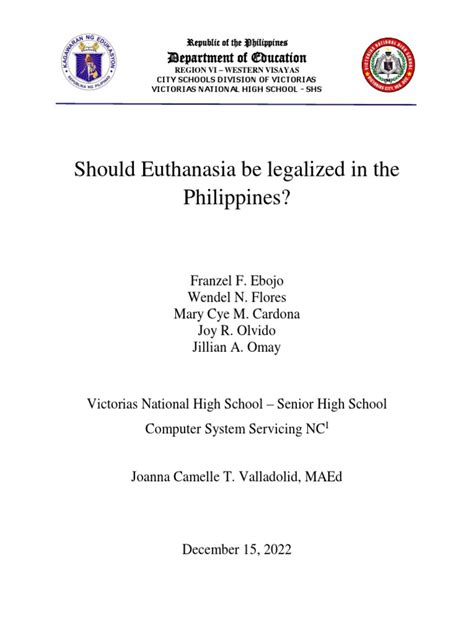 Should Euthanasia Be Legalized In The Philippines Pdf Forgiveness