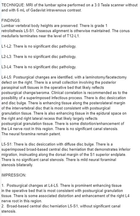 Mri Report Post Md Rsciatica