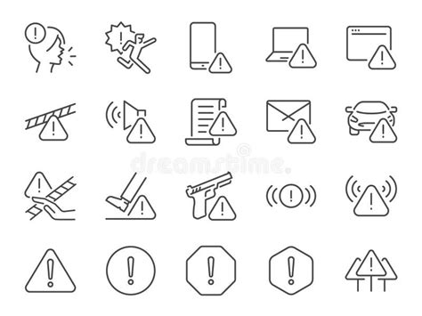 Warning Icon Set It Included Alerts Notifications Caution Alarm And More Icons Editable