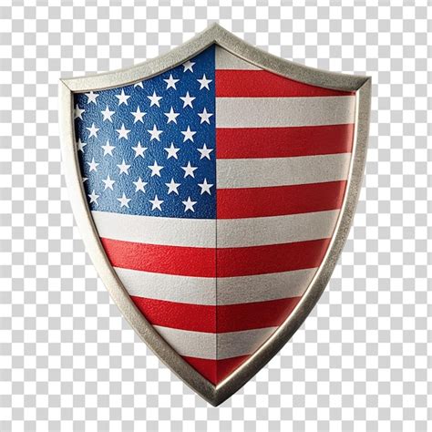 アメリカ合衆国国旗のシールド 透明な背景に隔離されたアメリカ国旗のデザインを持つ愛国的なシンボル Premium Ai生成psd