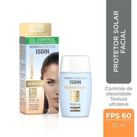 Protetor Solar Facial Isdin Fusion Water Fps 60 Sem Cor 30ml Panvel