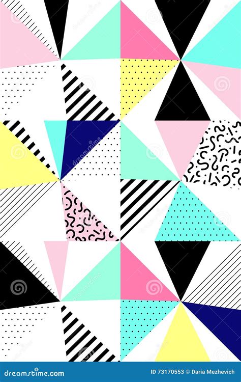 Vector Seamless Geometric Pattern Memphis Style Abstract 80s Stock