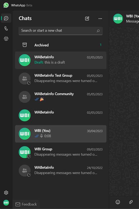 WhatsApp Beta UWP Introduce Cambio Lingua E Filtro Bozze