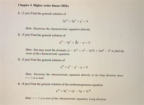 solved chapter 4 higher order linear odes 1 5 pts find