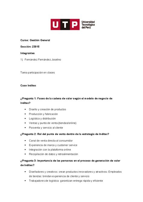 Caso Inditex Gestion General Curso Gestión General Sección 23015