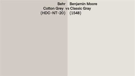 Behr Cotton Grey HDC NT 20 Vs Benjamin Moore Classic Gray 1548 Side