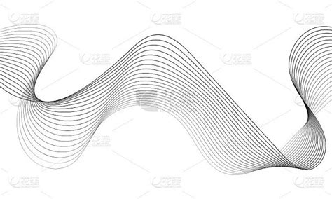 抽象的波浪元件设计。数字频率跟踪均衡器。程式化的线条艺术背景。矢量插图。使用混合工具创建波浪与线条。