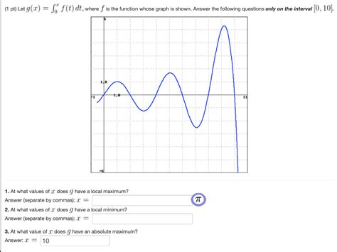 solved 1 pt let g x jo f t dt where f is the function