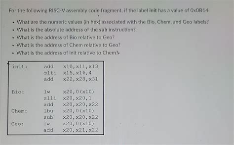 For The Following Risc V Assembly Code Fragment If