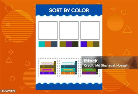 어린이를위한 색상 워크 시트별로 정렬하십시오 학교 및 유치원 프로젝트에 좋습니다 교육 워크 시트 0명에 대한 스톡 벡터 아트 및 기타 이미지 Istock