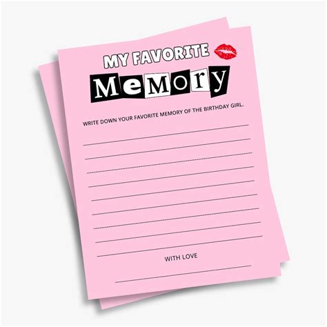 My Favorite Memory Mean Girls Theme Birthday Party Activity For