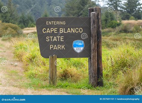 Sign With Oregon State Parks Logo For Cape Blanco State Park Editorial