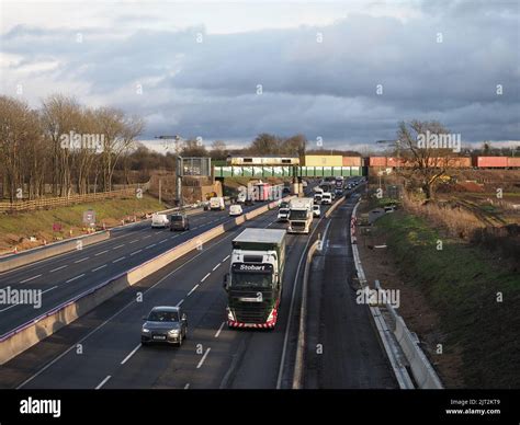 Gbrf Class 66 Locomotive Hauls An Intermodal Freight Traing Across The