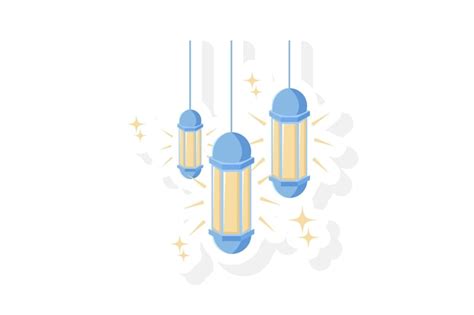 Premium Vector Eid Al Adha Lantern Sticker Vector Illustration