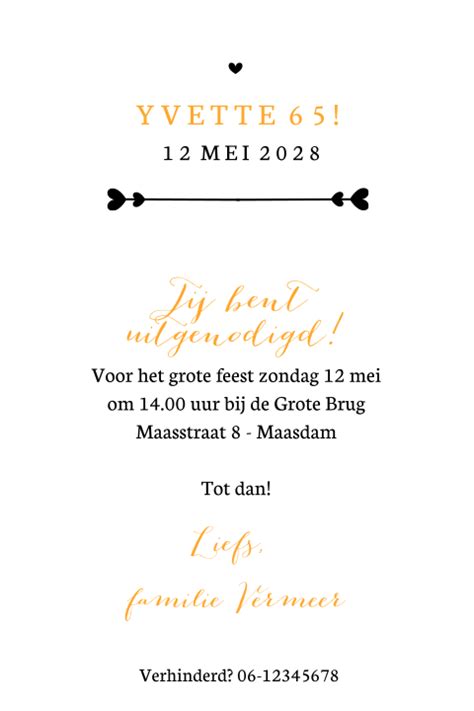 Uitnodiging 65 Jaar Kaart Maken Op Fuif